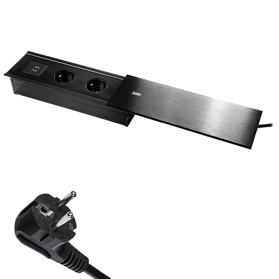 Sliding table top socket Spacetronik SPS-S24B | Wasserman.eu