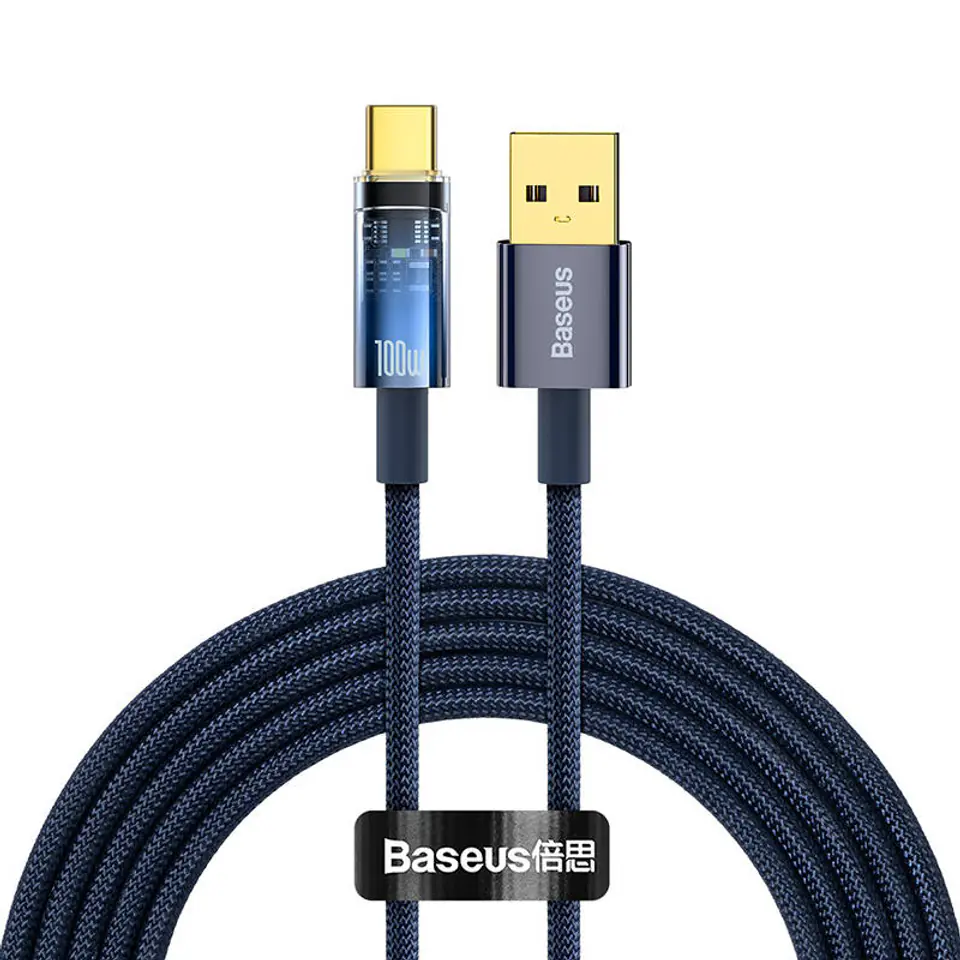 USB to USB-C Cable Baseus Explorer, 100W, 2m blue | Wasserman.eu