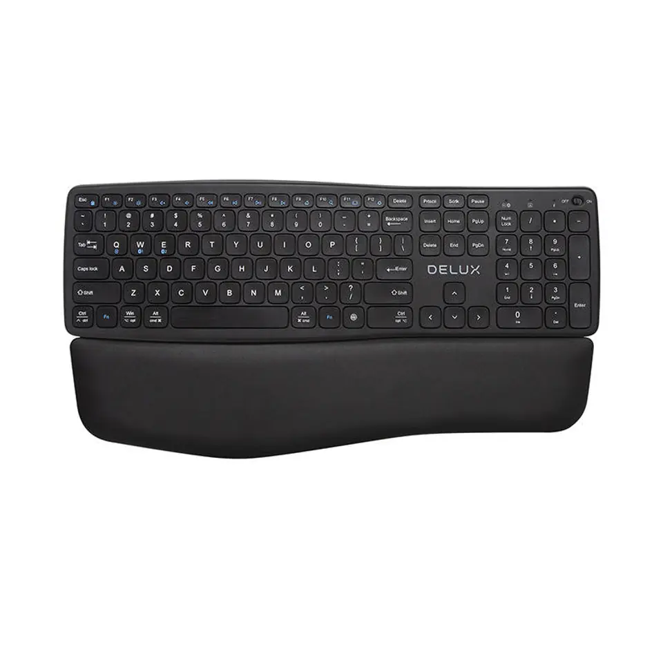 Delux GM908CV BT+2.4G Ergonomic Wireless Keyboard Black | Wasserman.eu