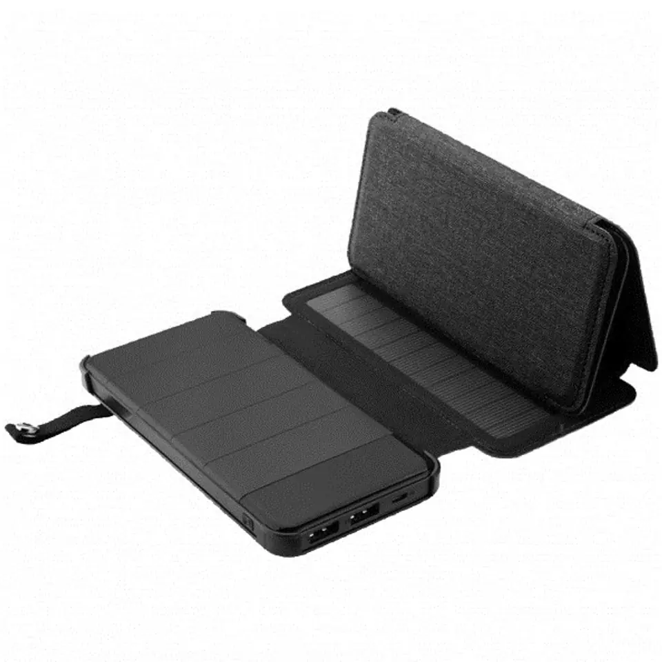 POWERNEED SKŁADANY PANEL SOLARNY Z POWER BANKIEM PV 6W 8000MAH LI-POLY 2X USB 2A CZARNY ES8000B ...