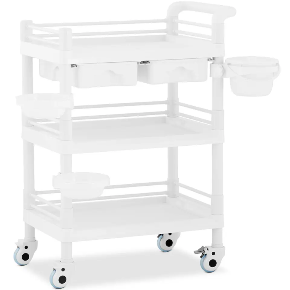 Laboratory medical treatment trolley 3 shelves 2 drawers 3 containers ...
