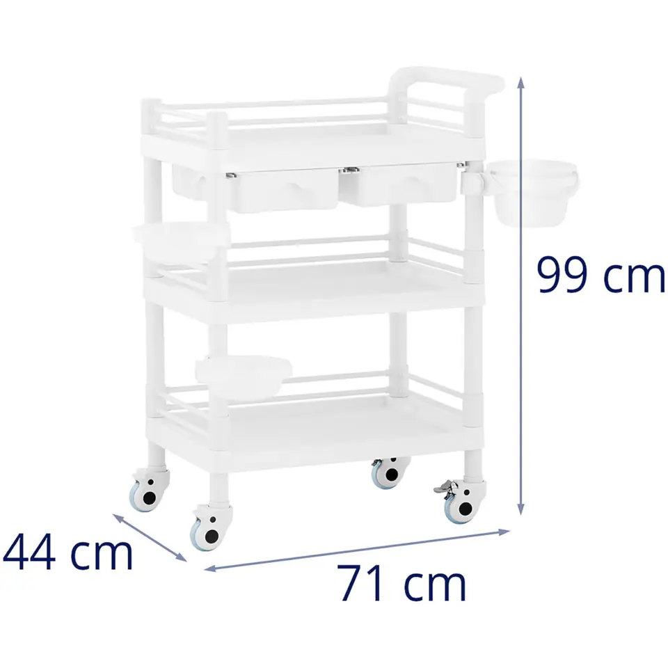 Laboratory medical treatment trolley 3 shelves 2 drawers 3 containers ...