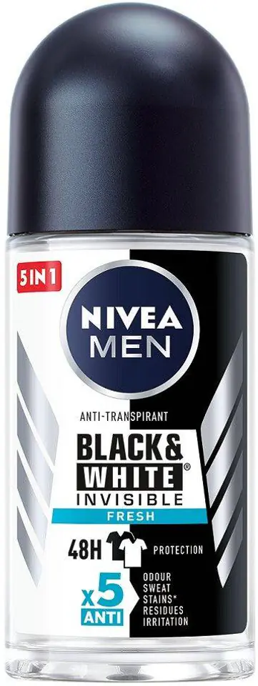 Nivea Men Black&White Invisible Fresh Antiperspirant Roll-on 50 ml ...