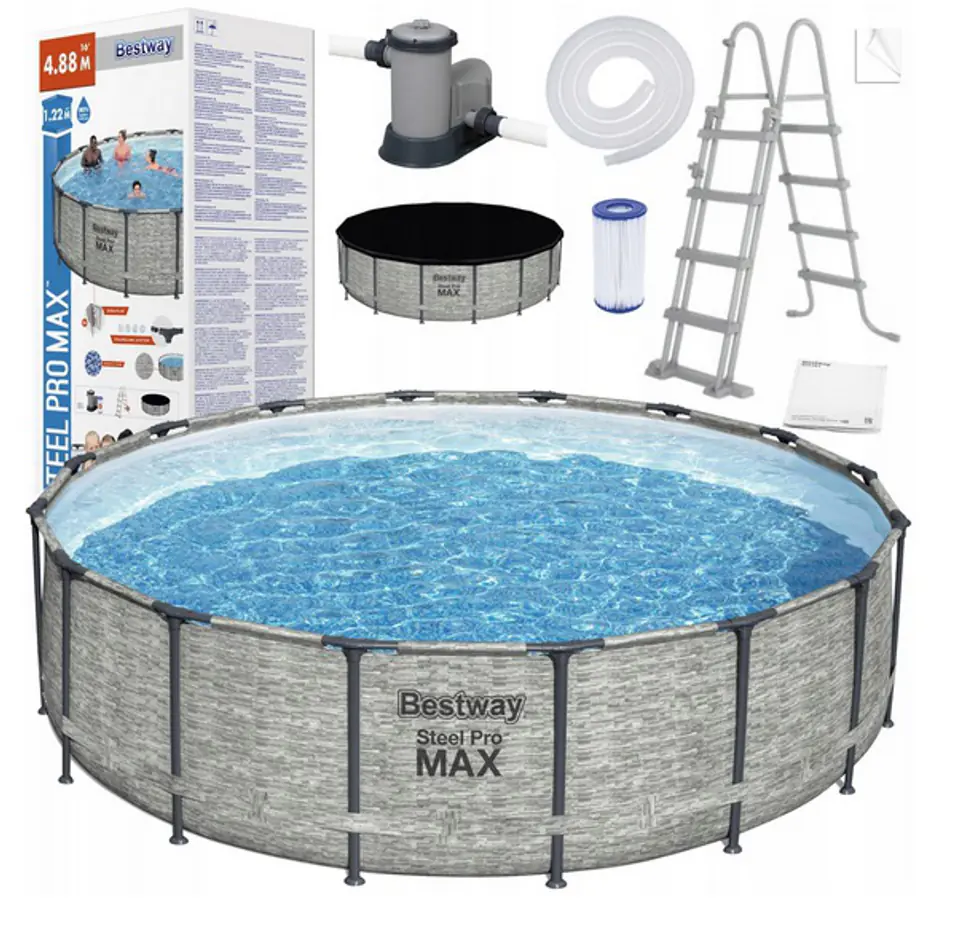 Bestway Steel Pro MAX Above Ground Pool Set Round 4.88 m x 1.22 m | Wasserman.eu