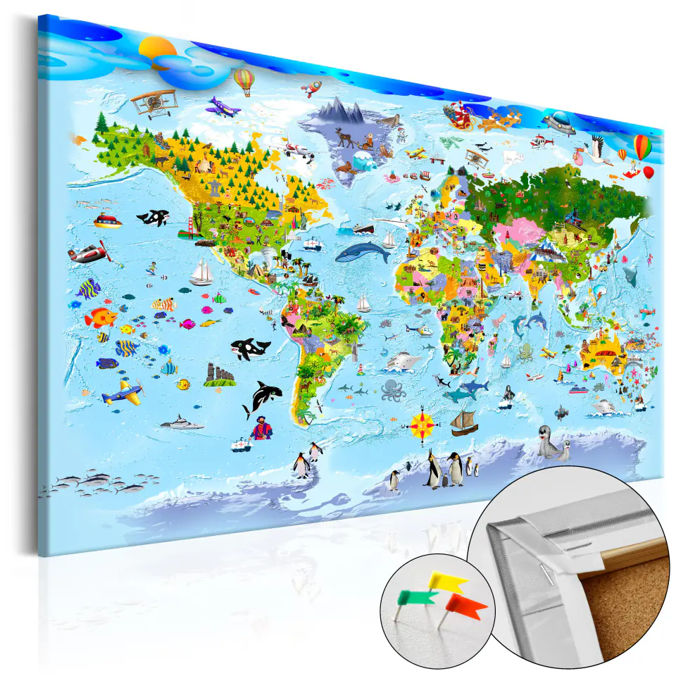 Picture on the cork - Map for children: Colorful journeys [Cork map ...