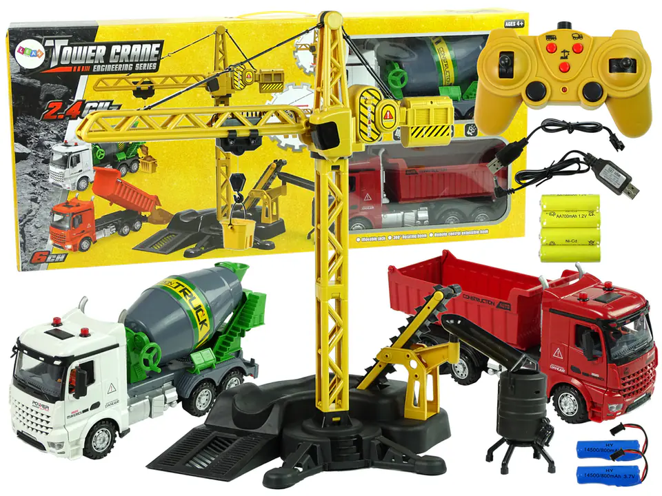 Remote Controlled Crane R/C Construction Machine Set Concrete Mixer ...