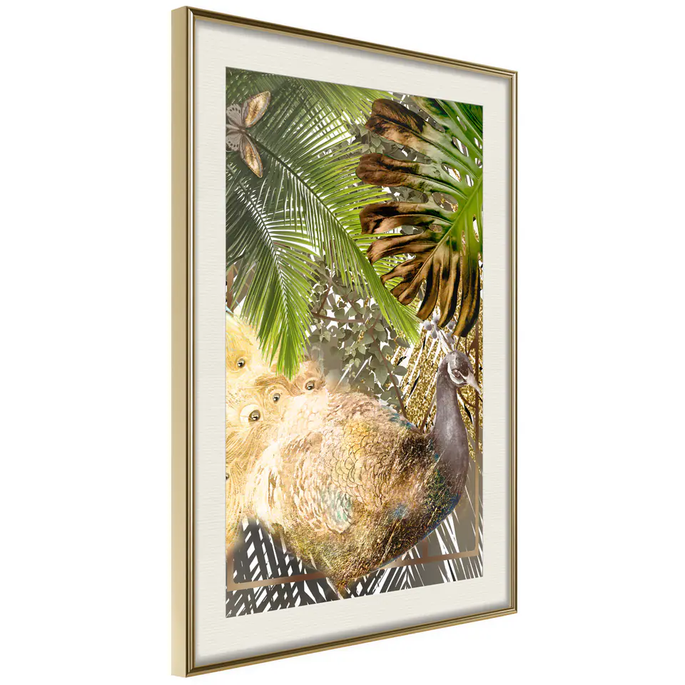 Poster - Fairytale peacock in the jungle size 40x60, finish Gold frame ...