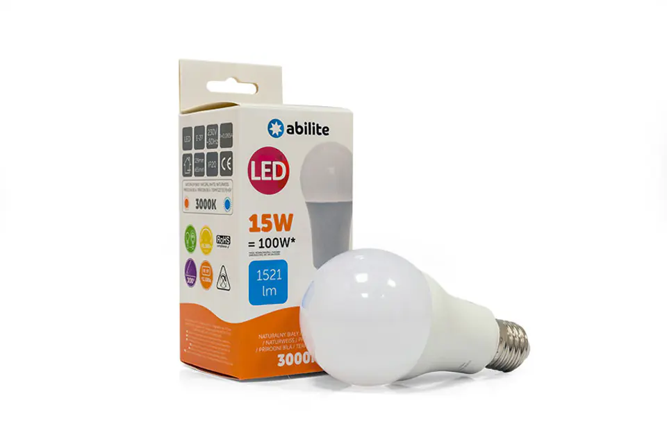 LED BULB ABILITE CLASSIC MILK B.CIEPŁA E27 15W/230V 1521LM A65 ...