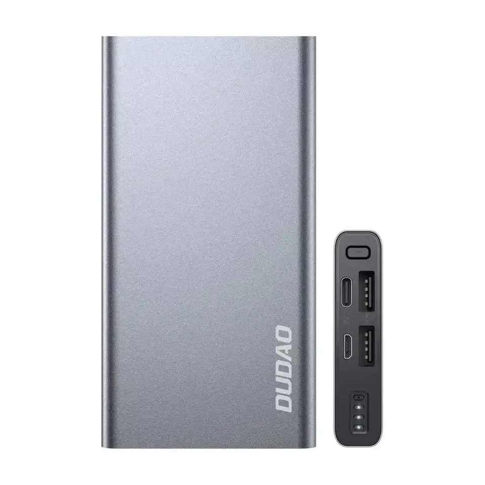 Dudao metal powerbank with LED charge level indicator 10000mAh silver ...