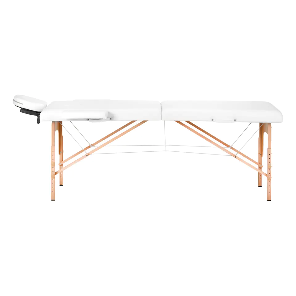Folding Massage Table Wood Comfort Activ Fizjo Lux 2 Segment 190x70 White Wassermaneu
