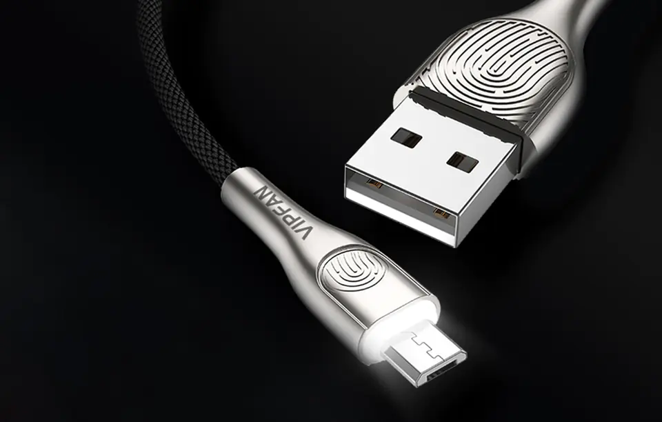 USB to USB-C Cable Vipfan Fingerprint Touch Z04, 3A, 1.2m Black ...