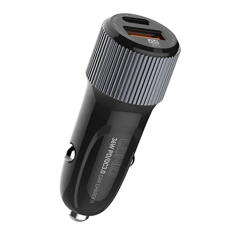 Car charger LDNIO C510Q, USB + USB-C, PD + QC 3.0, 36W black | Wasserman.eu