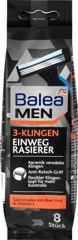 Balea Men Disposable Shaver 3 blades, set of 8 | Wasserman.eu