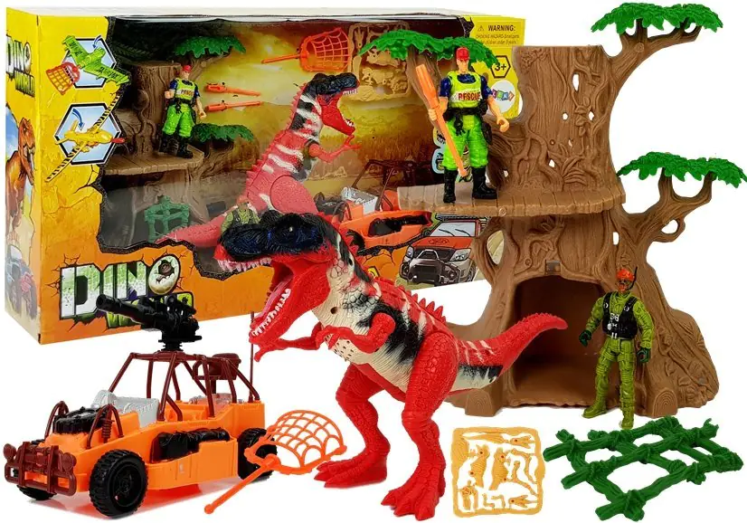 Dinosaur World Figures Set Vehicle Buggy Tree Skeletons Sound ...