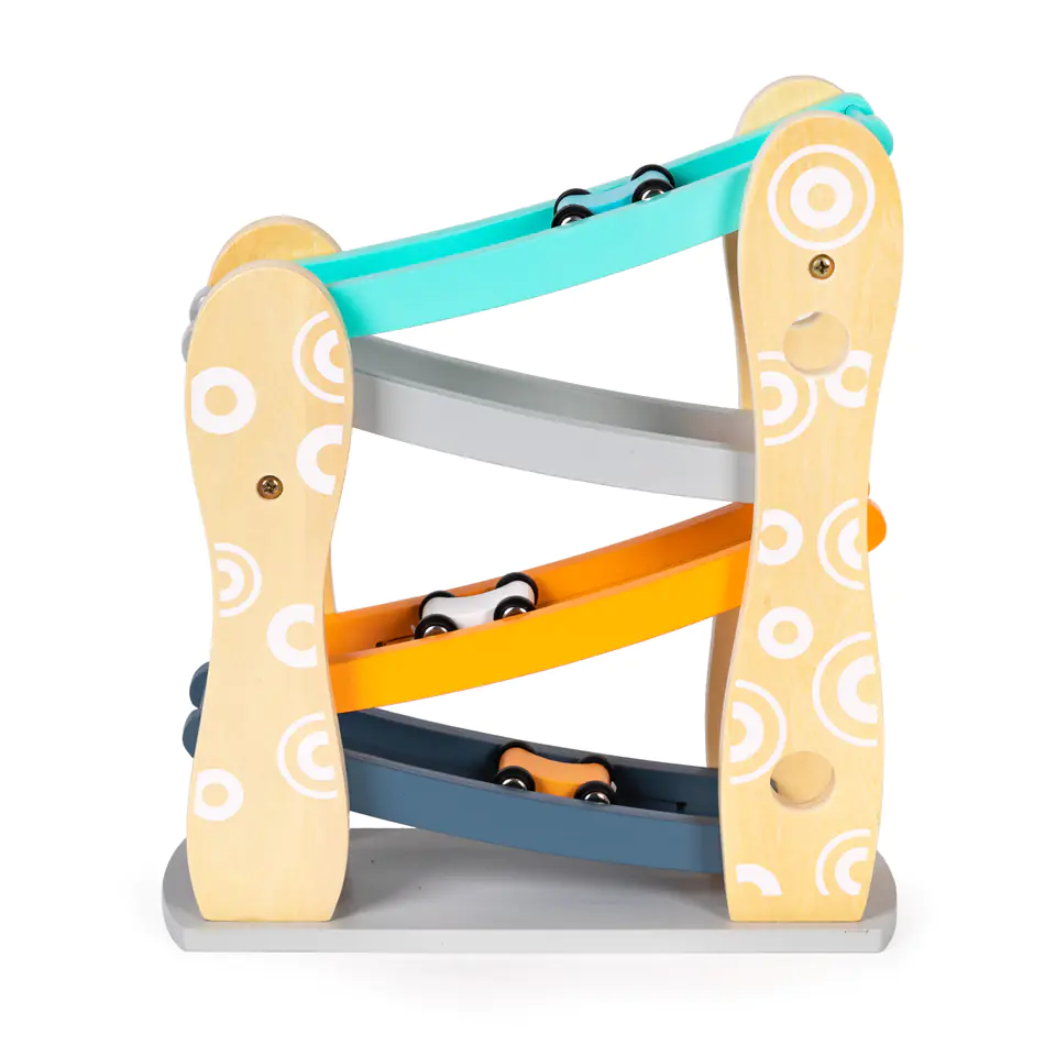 Wooden track, slide, 3 cars, slide, toy cars | Wasserman.eu