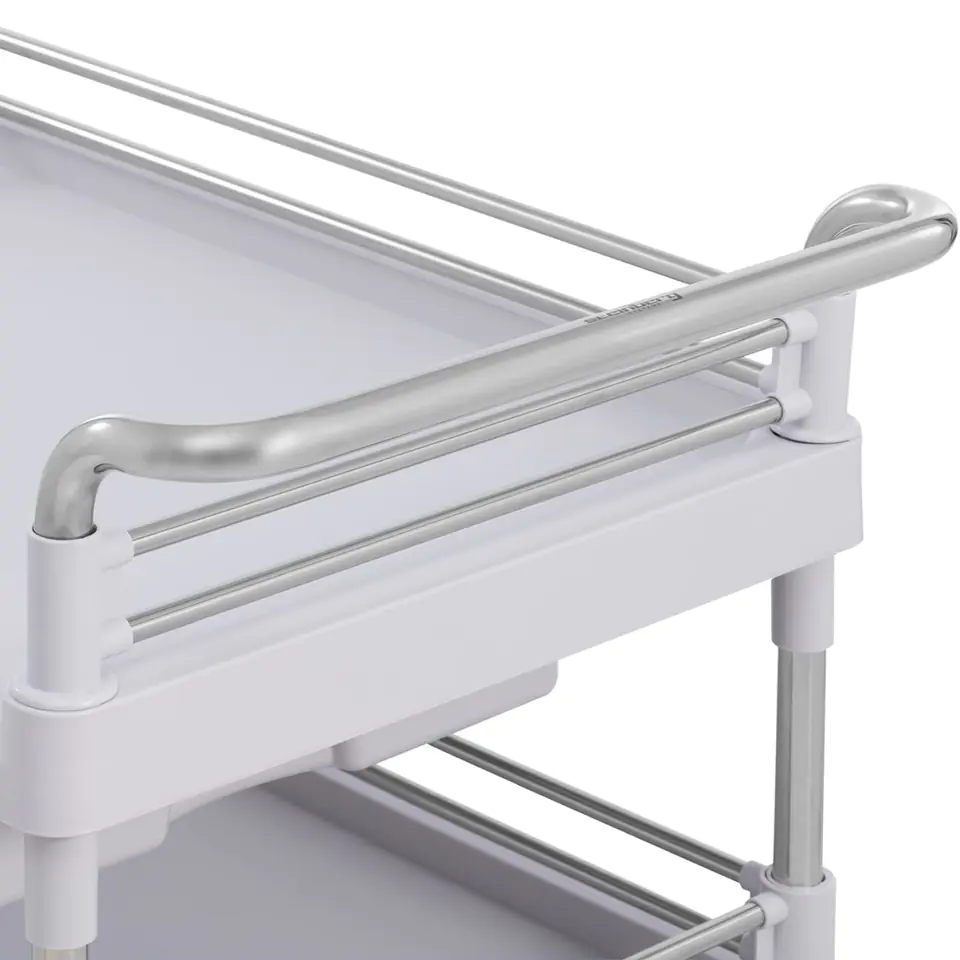 Medical laboratory treatment trolley 3 shelves 2 drawers basket ...