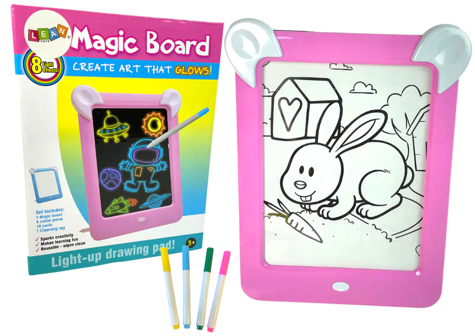 Magic Backlit Board for Drawing Stencils Markers Pink | Wasserman.eu