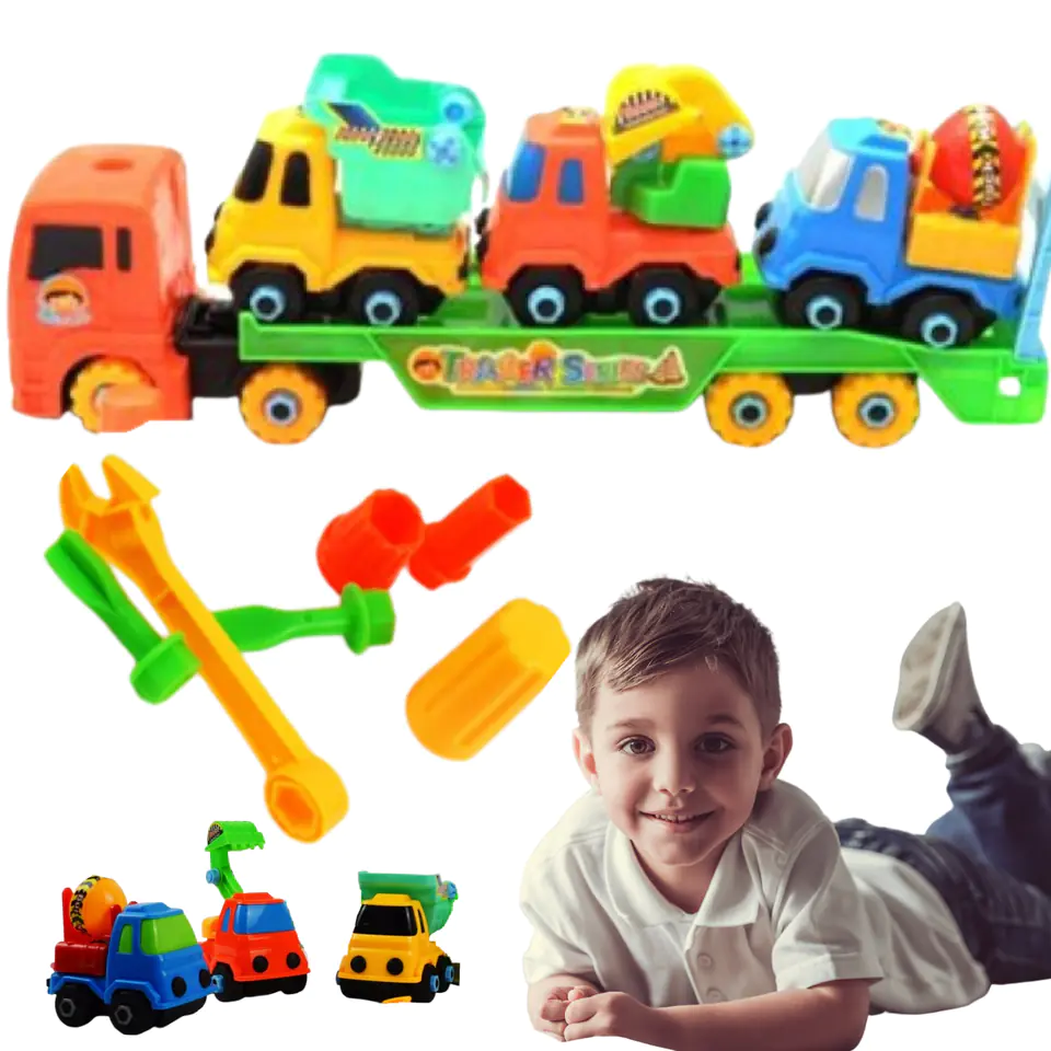 TIR SET CONSTRUCTION CARS FOR TURNING + SCREWDRIVER | Wasserman.eu