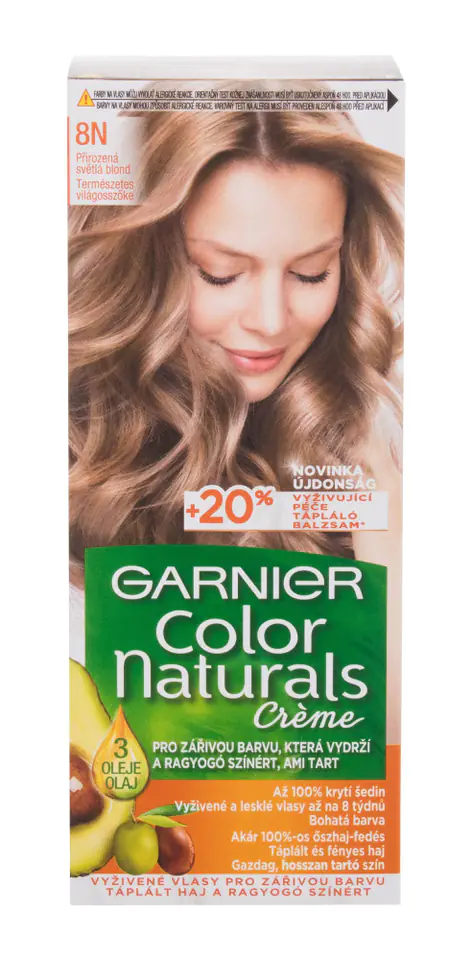 Garnier 8N Nude Light Blonde Créme Color Naturals Hair dye 40ml W ...