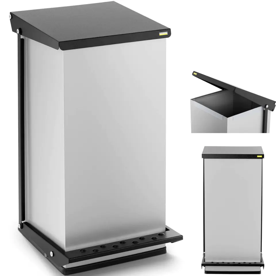 Rectangular waste bin with foot opening STAL 70 l | Wasserman.eu