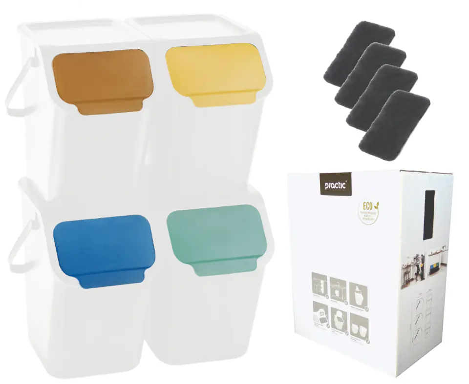 SET OF 4 CONTAINERS FOR WASTE SEGREGATION + FILTERS | Wasserman.eu