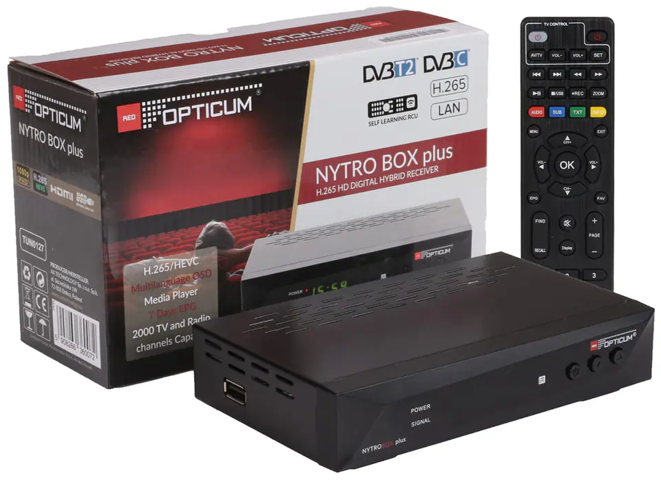 Tuner DVB-T2/C Opticum Nytro Box Plus H.265 | Wasserman.eu