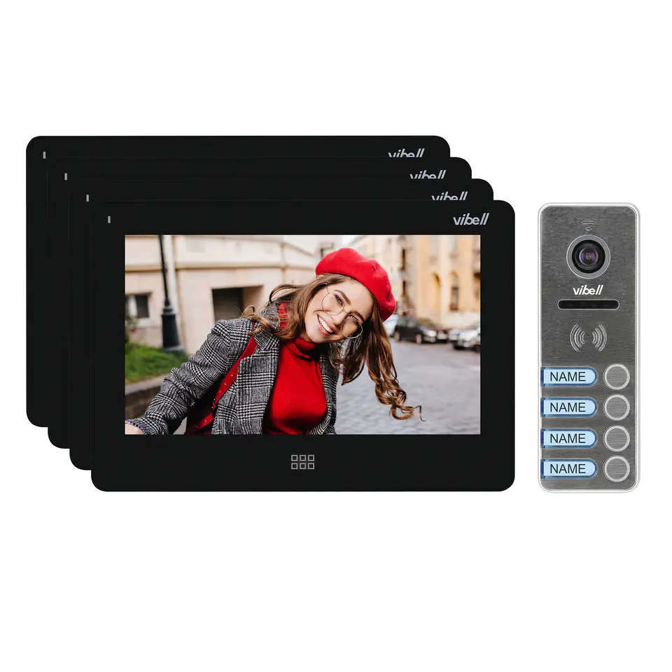 4-family video door phone set, headphoneless color, LCD 7", touch, OSD ...