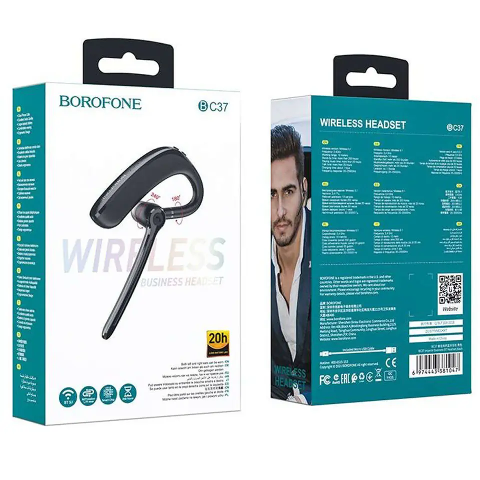 Zestaw słuchawkowy słuchawka Bluetooth 5.1 bezprzewodowa do rozmów dla kierowcy BT do 10m czarny ...