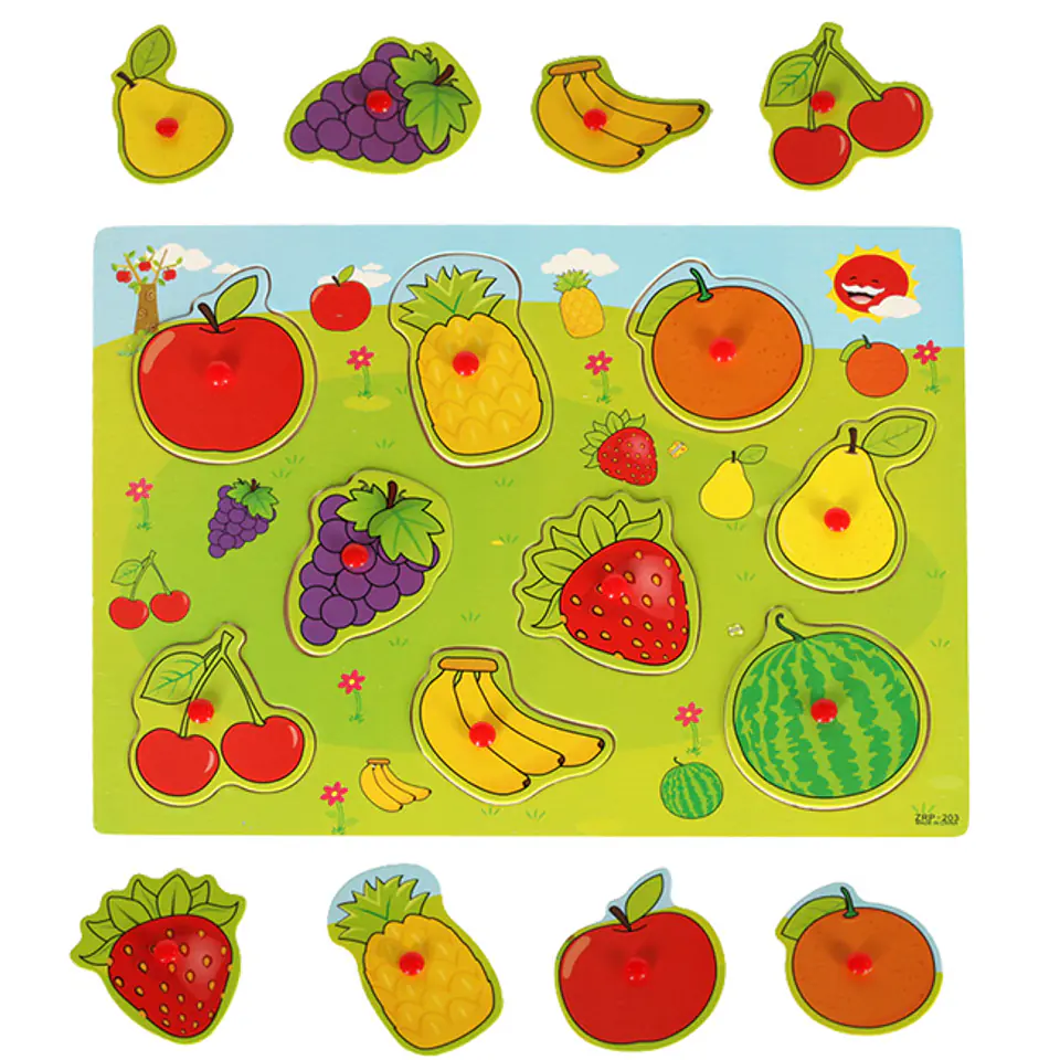 Wooden jigsaw fit shapes fruits | Wasserman.eu