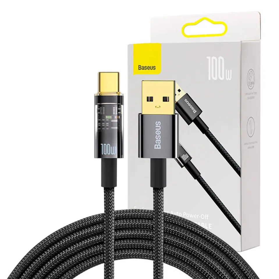 USB to USB-C Cable Baseus Explorer, 100W, 2m Black | Wasserman.eu