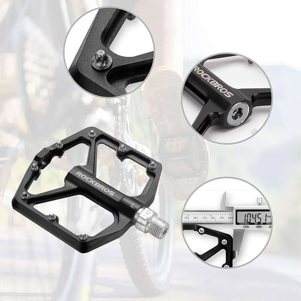 Pedały do roweru rowerowe platformowe RockBros K203-BK metalowe MTB ...