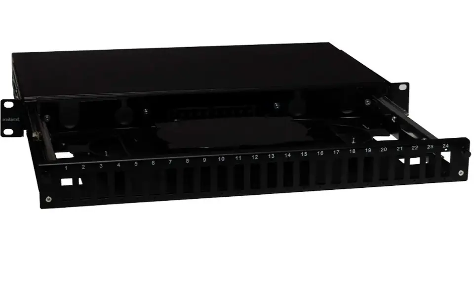 EMITERNET Retractable distribution box 19" 1U 24xSC duplex telescopic ...