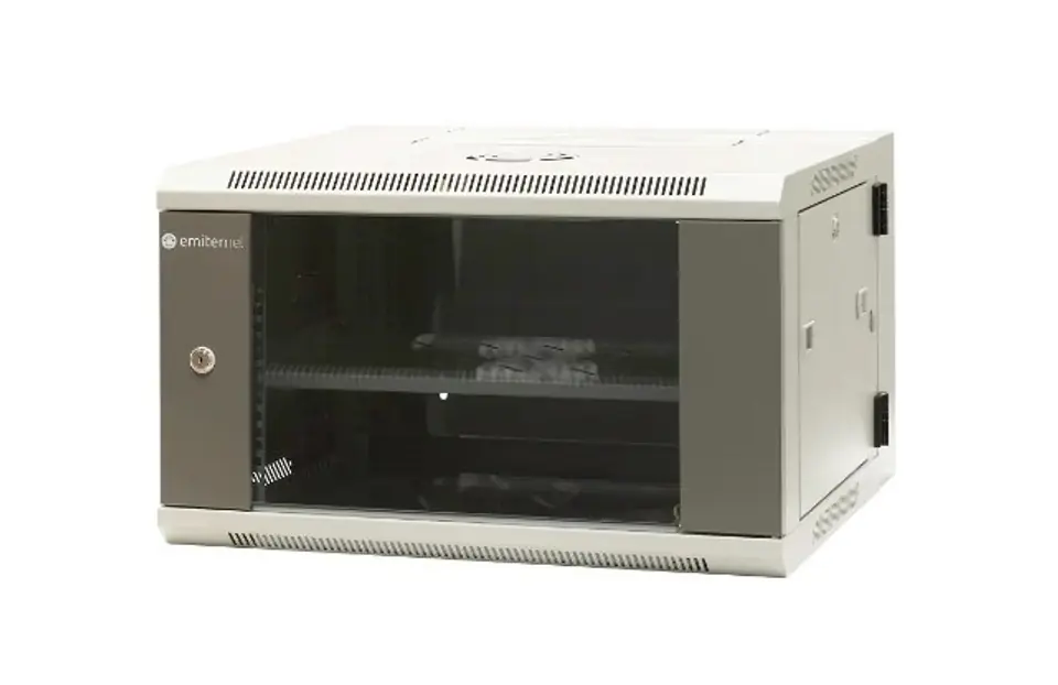 EMITERNET Split hanging cabinet 19" 6U, sheet metal/glass door, 600×550 ...