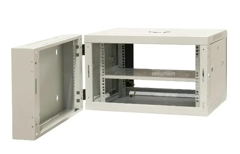 EMITERNET Split hanging cabinet 19" 6U, sheet metal/glass door, 600×550 ...