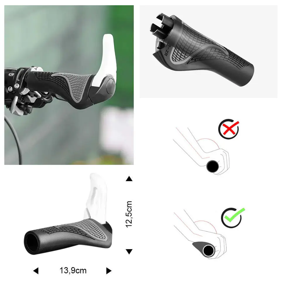 Chwyty gripy rowerowe rączki rogi do kierownicy roweru ergonomiczne ...