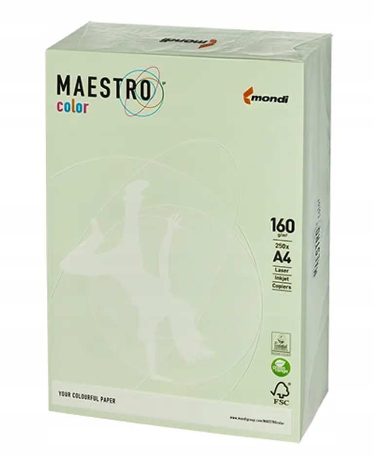 Photocopying paper A4 160g MAESTRO COLOR GN27 light green pastel 250ark ...