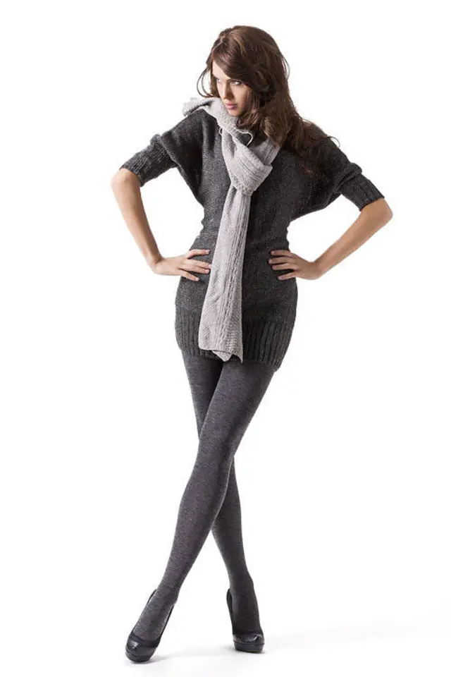 TIGHTS MONA COTTON 350 MELANGE/GREY Color: grey, size 4 | Wasserman.eu