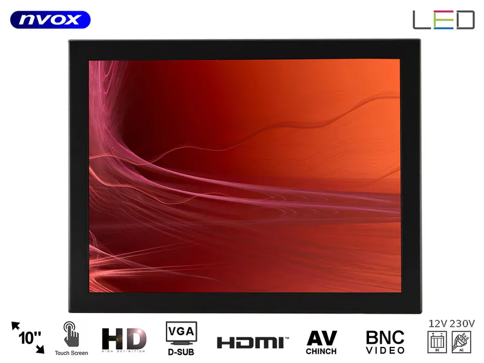 Monitor dotykowy open frame LED 10" VGA HDMI USB BNC AV 12V 230V ...