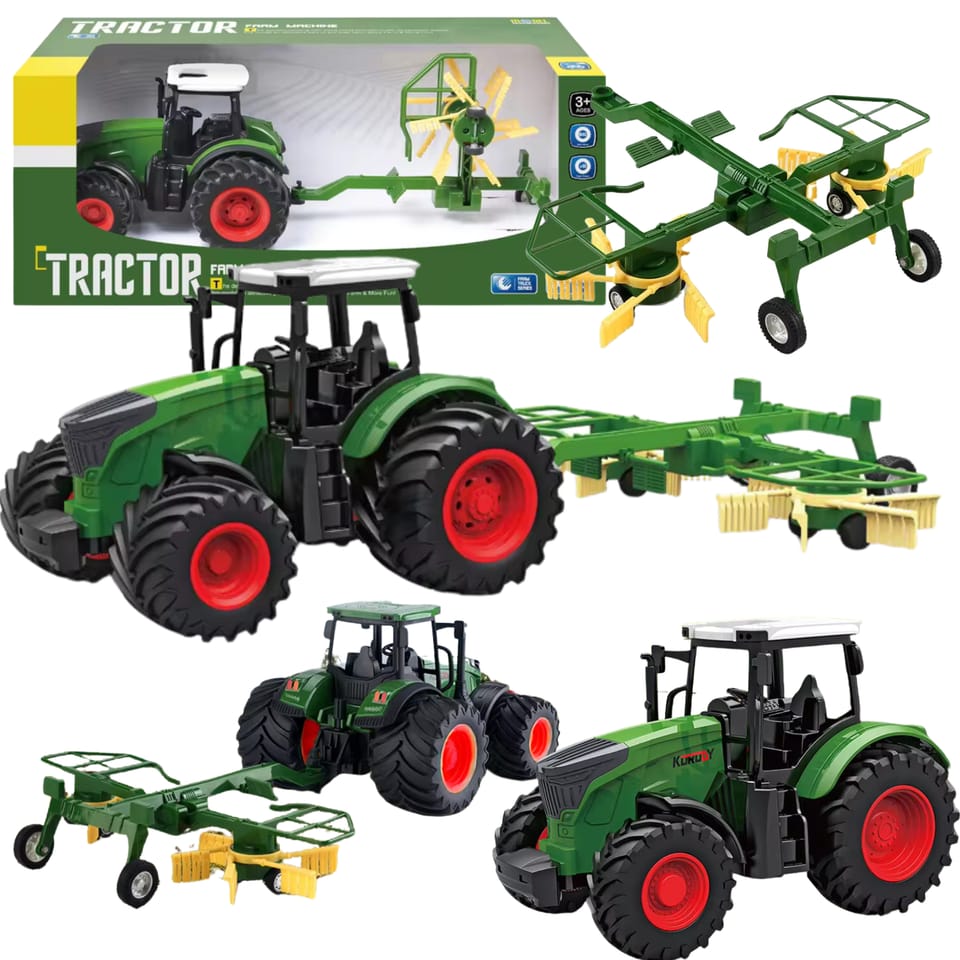 Traktor Z Zgrabiarką Maszyna Rolnicza Model Pojazdu 1:24 Farma Zestaw ...