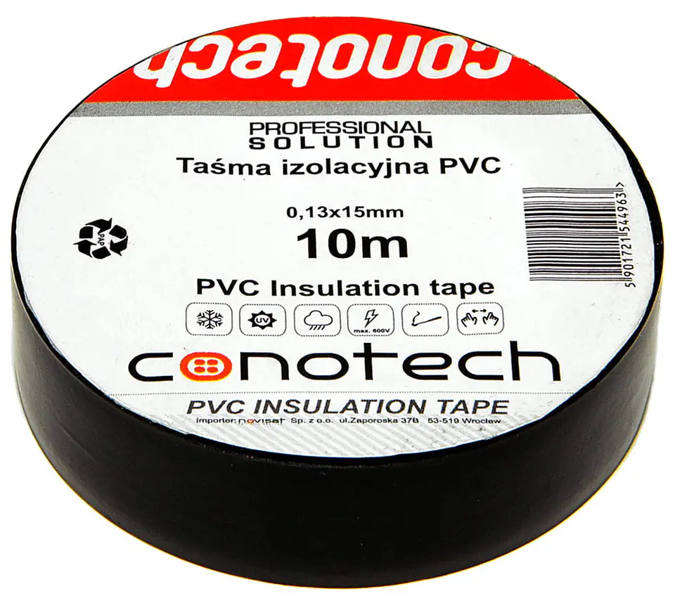 PVC Insulating Tape Black 10m Conotech | Wasserman.eu