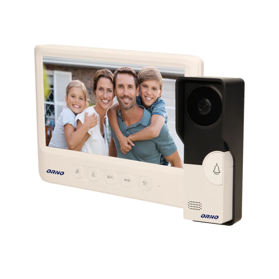 Video intercom set, headphoneless, colour, LCD 7", white, IMAGO ...