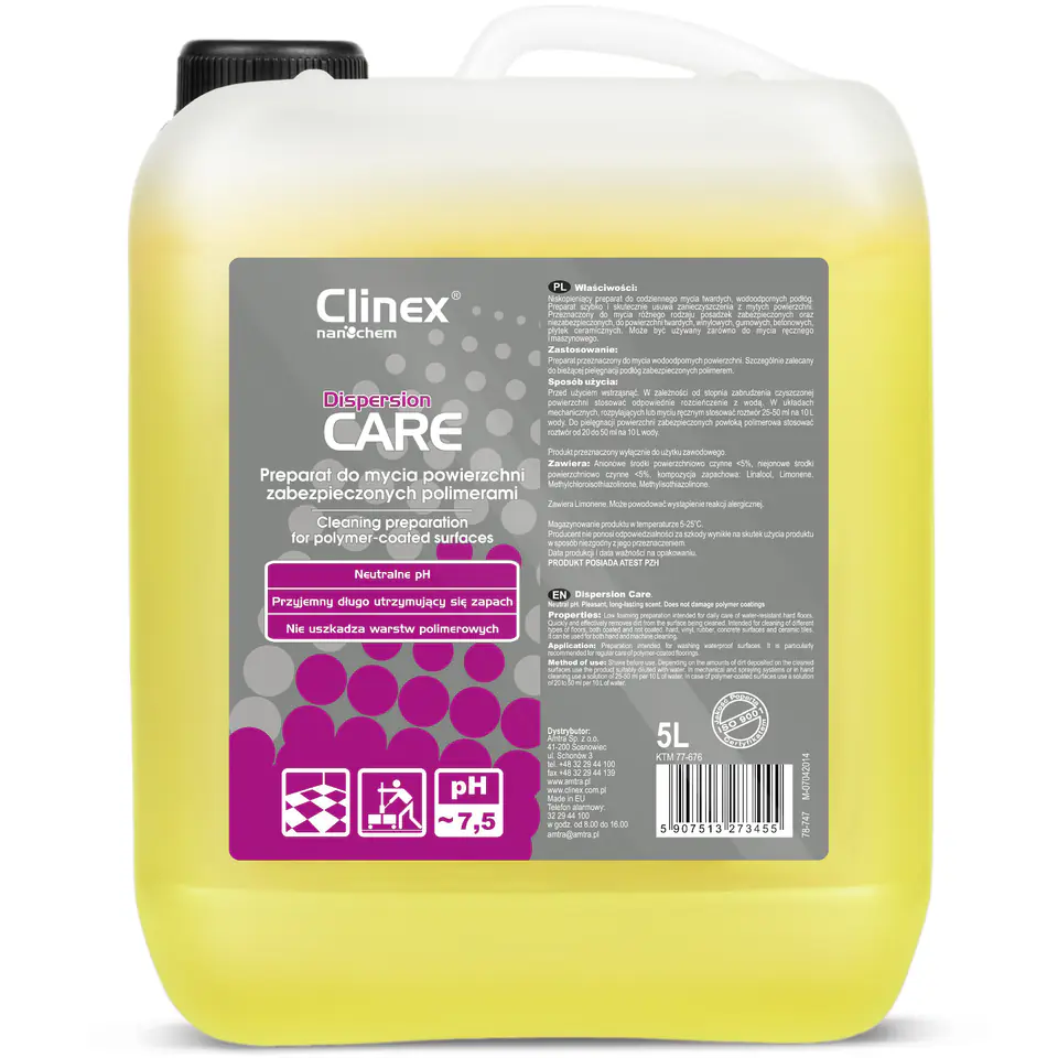 Daily cleaner for hard waterproof floors CLINEX Dispersion CARE 5L ...