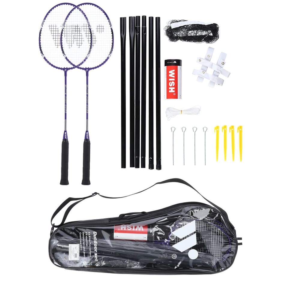 ALUMTEC 4466 BADMINTON RACKET SET PURPLE 2 PCS + SHUTTLECOCKS 3 PCS ...