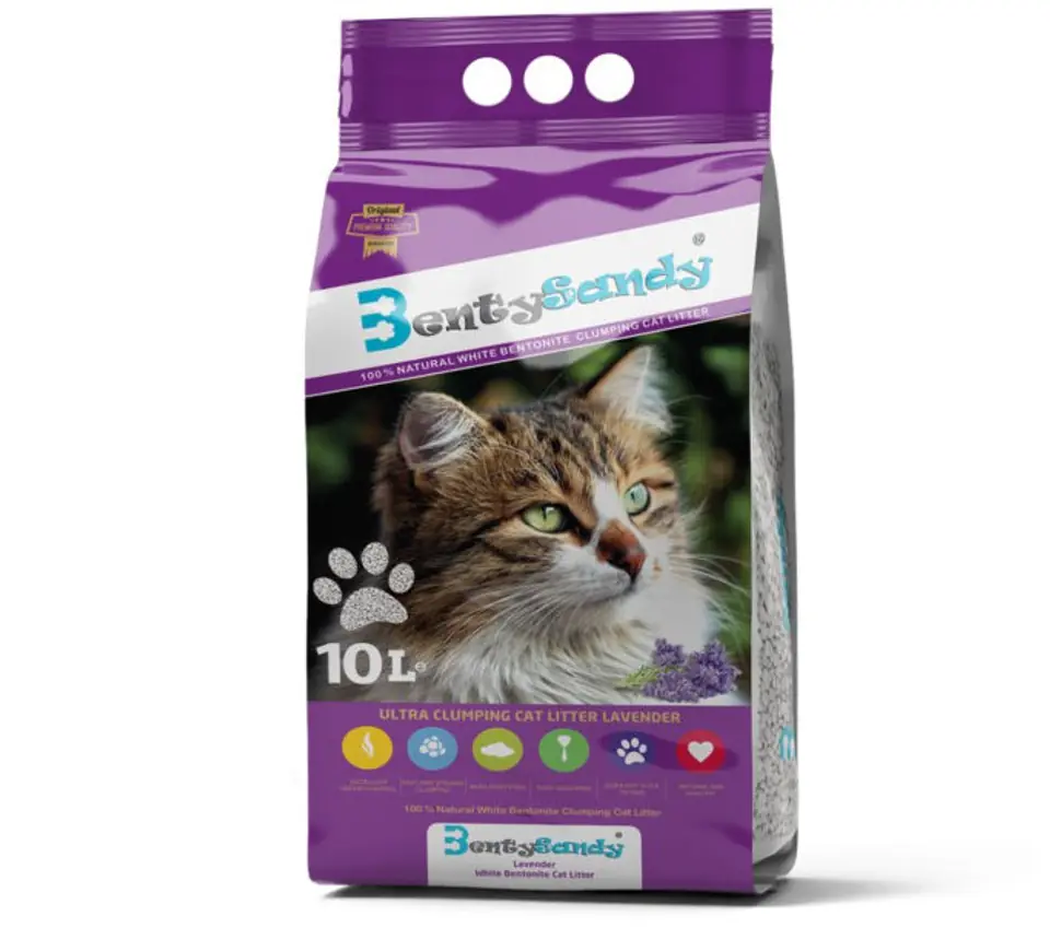 BENTY SANDY LAVENDER Bentonite cat litter white lavender 10l | Wasserman.eu
