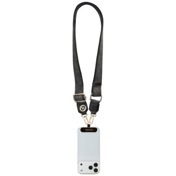 Uniwersalna smycz Guess Universal CBDY 4G Tether Patch Strass Metal Logo czarny | Wasserman.eu