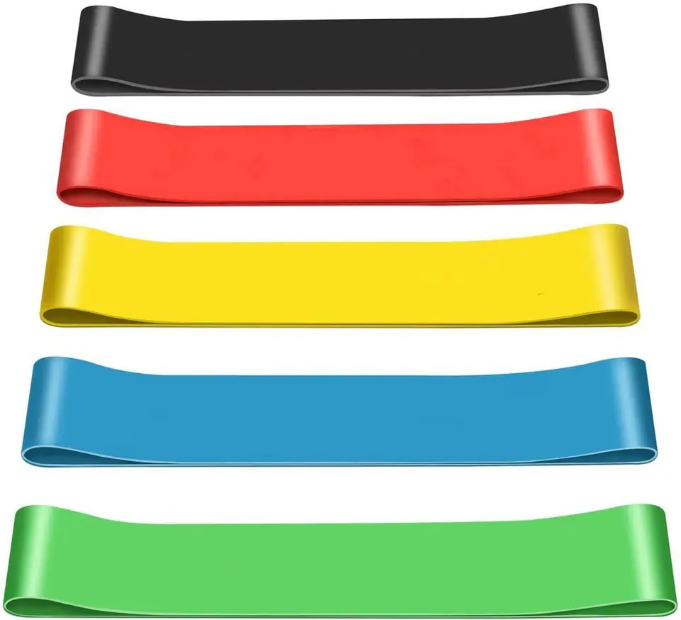 Set of 5 Exercise Gums Fitness Sport Rubber Tapes 5 Levels Assorted ...