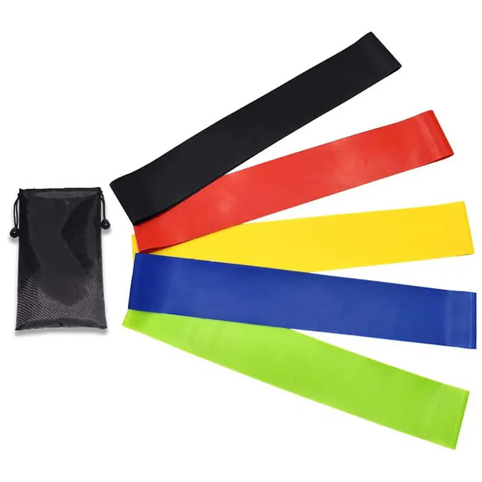 Set of 5 Exercise Gums Fitness Sport Rubber Tapes 5 Levels Assorted ...