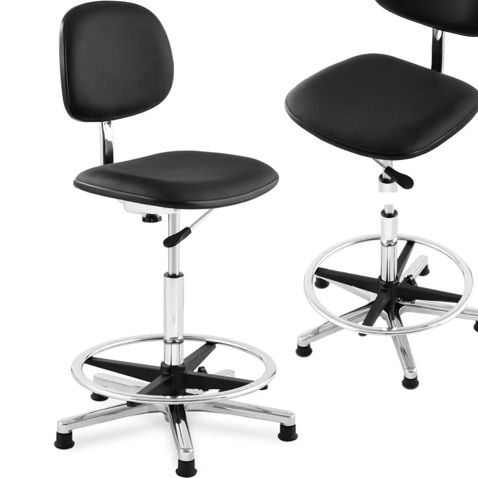 Workshop working chair with footrest up to 120 kg 530-800 mm black ...