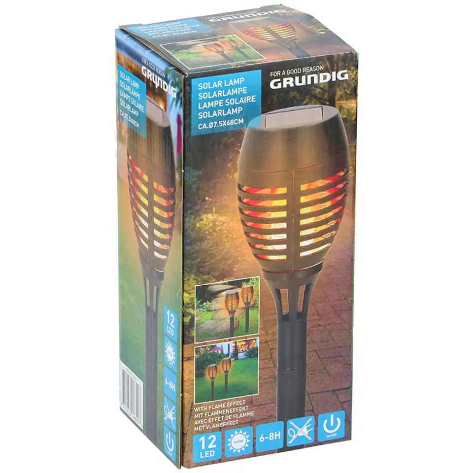 Grundig - solar lamp with candle flame effect large 48 cm | Wasserman.eu